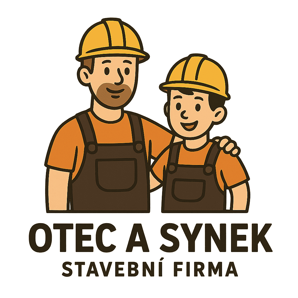 Logo stavební firmy otec a synek. Na obrázku budou dvě postavičk ...
